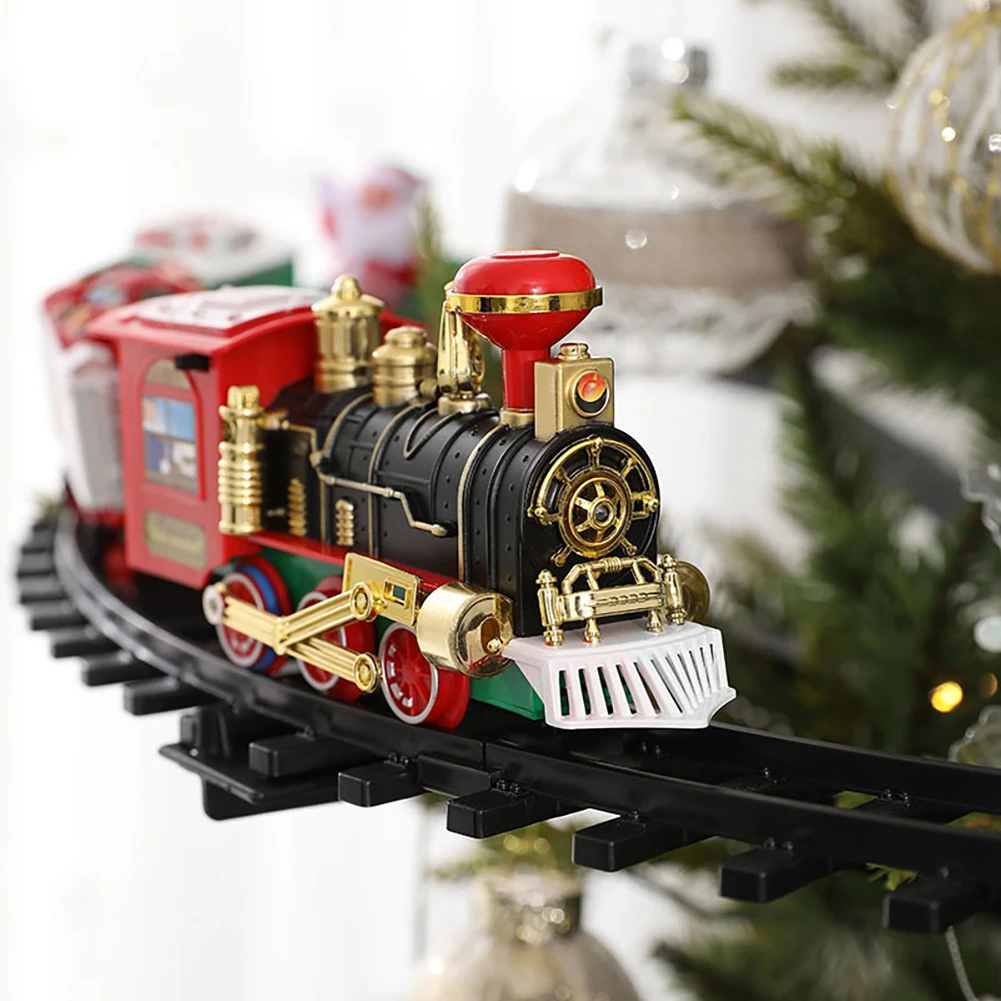 Jingle-Bell Accent Handcrafted LED-Lit Animated Christmas Tree Train ...