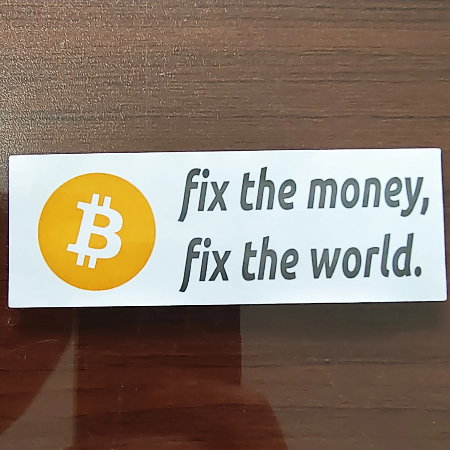 100x35mm Bitcoin Logo Fix the Money Fix the World Durable Waterproof ...