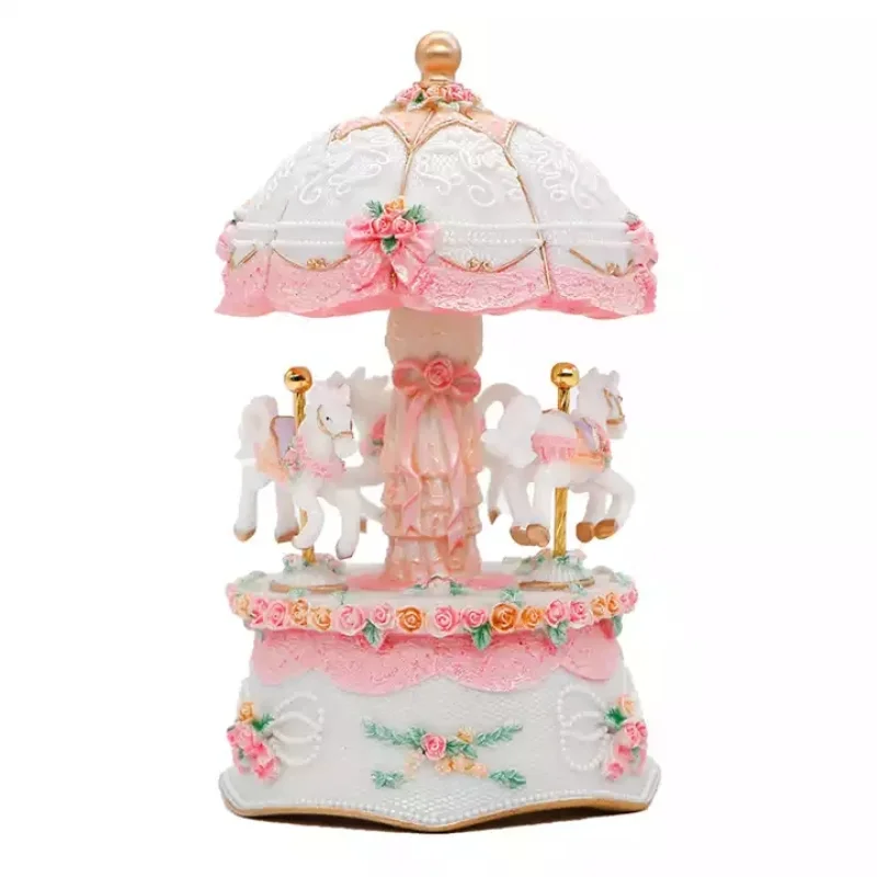 LED-Carousel-Music-Box-LED-Light-Resin-Rotating-Mini-Music-Box-Kids ...