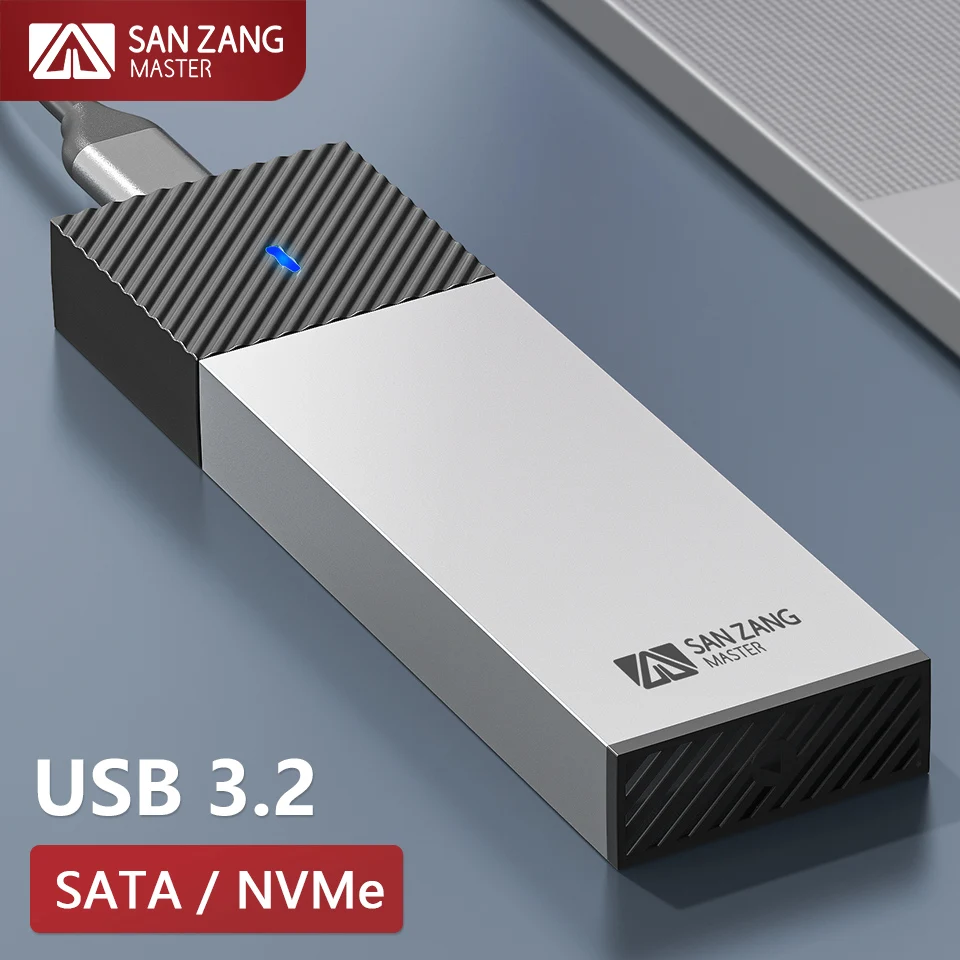 SANZANG Dual Protocols M.2 NGFF NVMe Enclosure 10Gbps External SSD Case ...