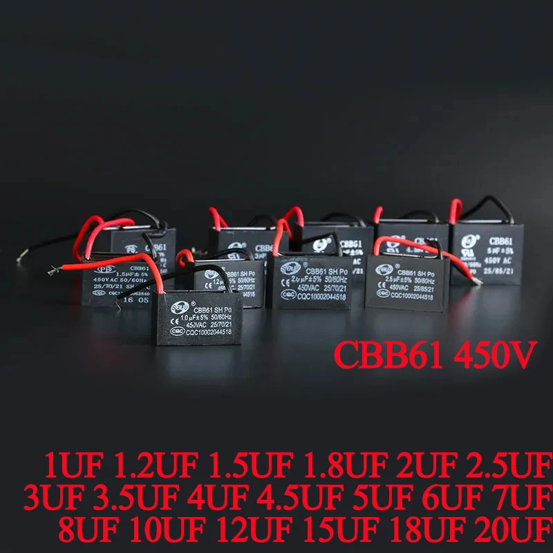 CBB61 Fan Starting Capacitor 1uf / 1.2uf/1.5uf/1.8uf/2uf/2.2uf/2.5uf/2 ...