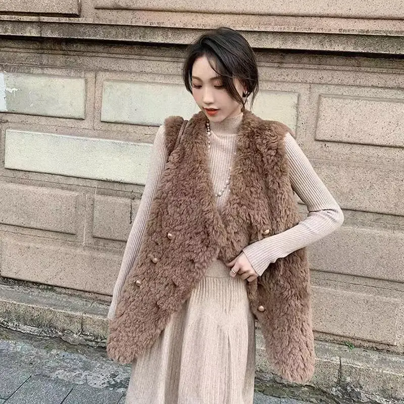 Female Faux Fur Vests Thickened Autumn Winter Imitation Fox Hair ...