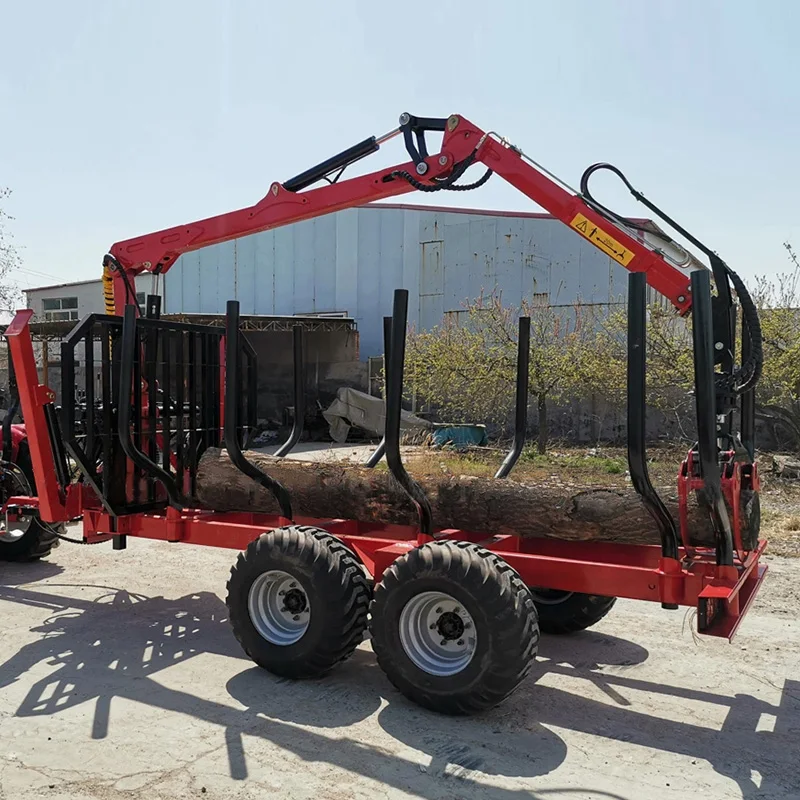 Forest-Log-Trailer-With-Crane-For-Tractor-With-Grapple-Atv-Log-Trailer ...