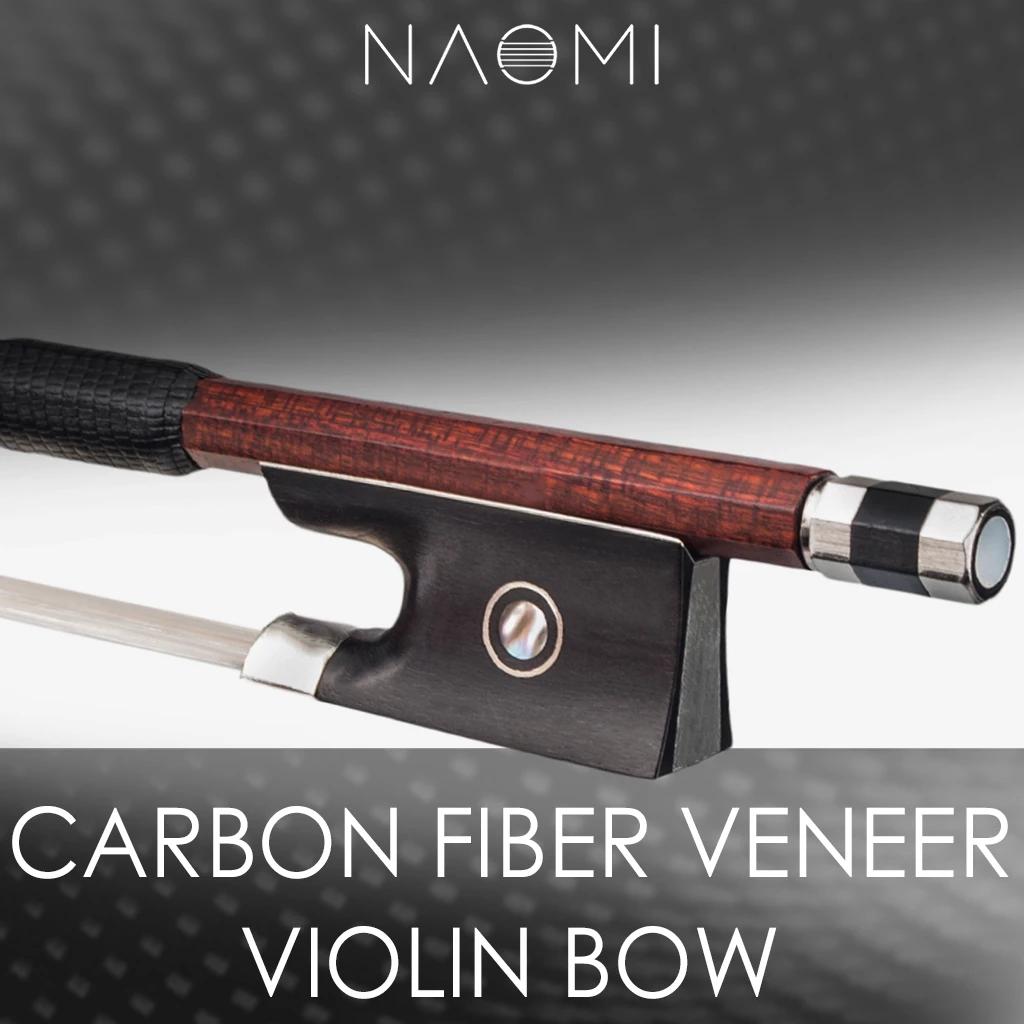Naomi Luxurious 4/4 Violin Bow Carbon Fiber Stick Pernambuco Veneer Bow ...