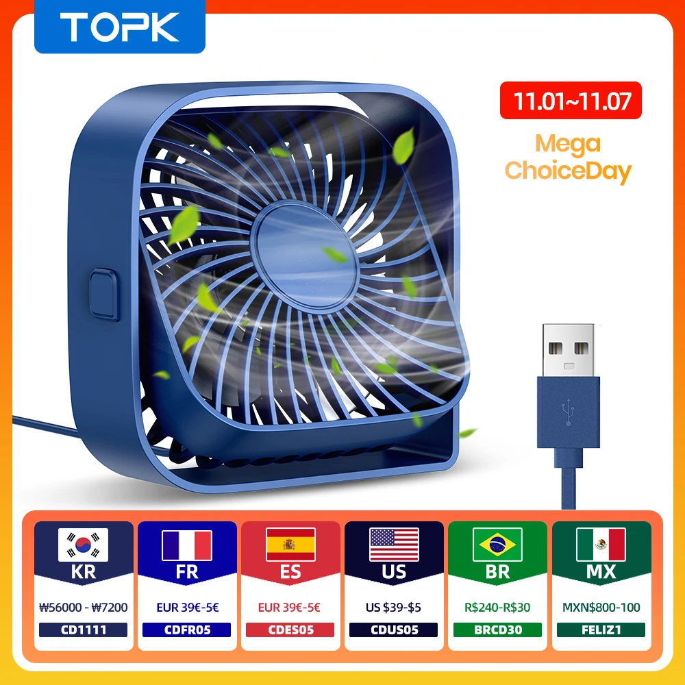 TOPK-Mini-Portable-Fan-USB-Desk-Fan-Table-Strong-Airflow-Quiet ...
