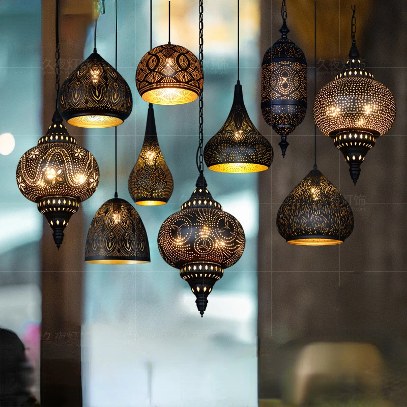 Southeast-Asian-Pendant-Lights-Antique-Hollow-Hanging-Light-Fixture ...