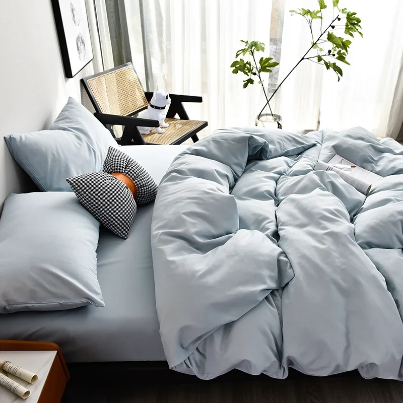 Bedding-Set-Solid-Color-Single-Double-King-Size-Quilt-Cover-Set-High ...