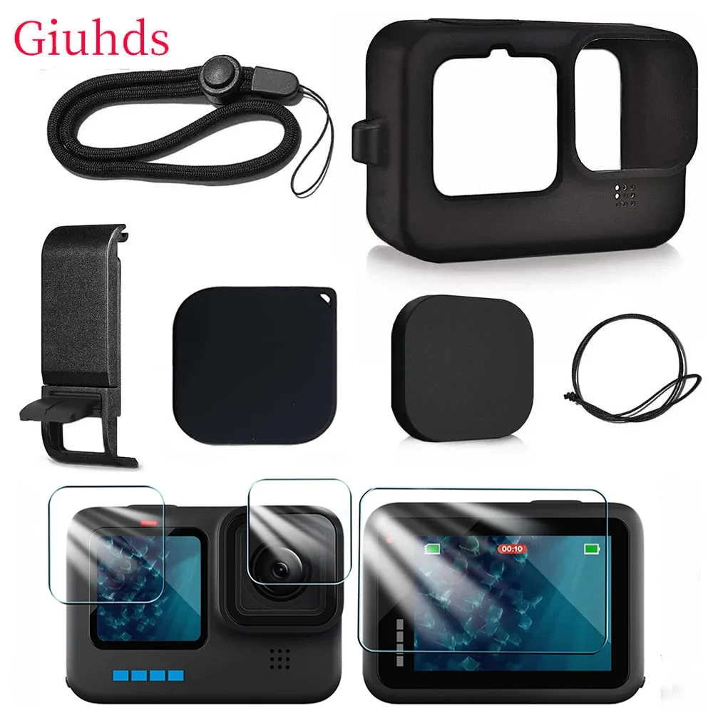 Silicone-Case-for-GoPro-Hero-12-11-10-9-Black-Tempered-Glass-Screen ...