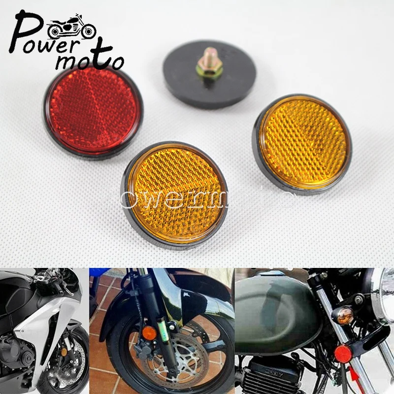 2PCS-4-5CM-Round-Motorcycle-Red-Yellow-Reflectors-Safety-Warning-Bolt ...