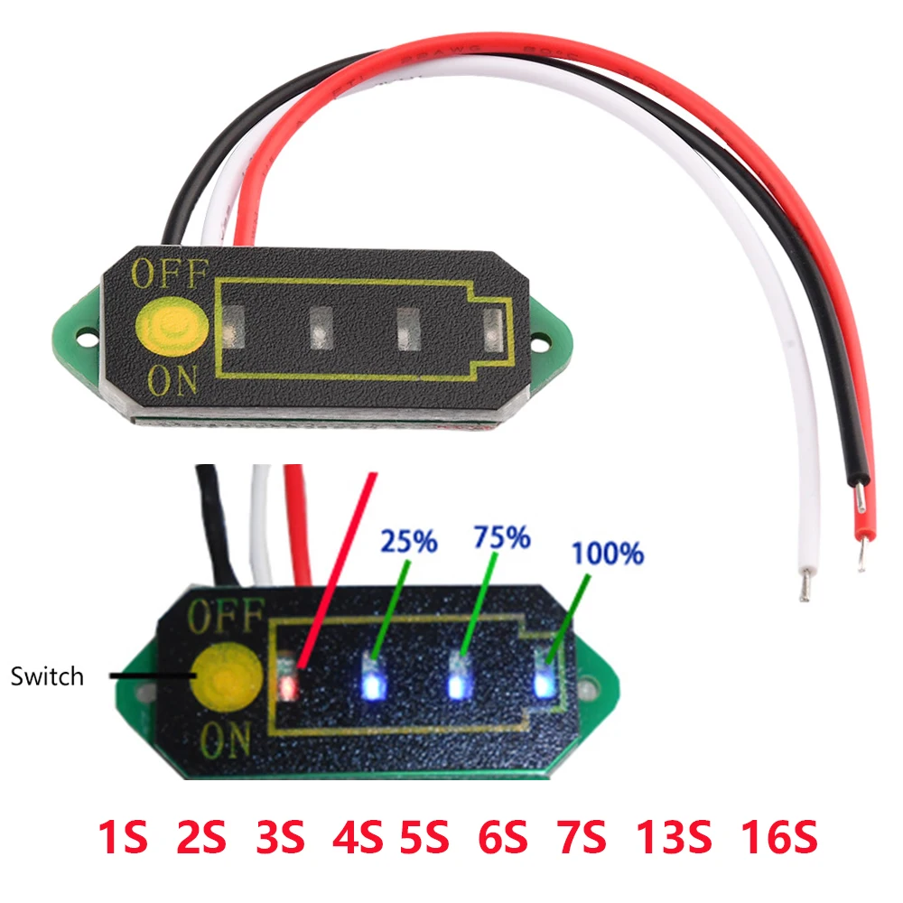 1-16S Battery Meter Capacity Monitor Digital Battery Indicator Lithium ...