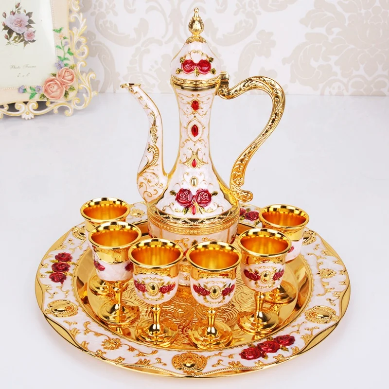 European Wine Set, Alloy Home Wine Pot , Multi-Color Vintage Wine Glass ...