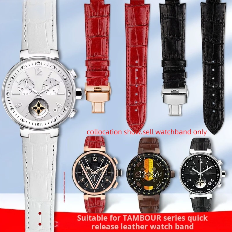10mm 12mm Convex Quick release Genuine Leather Male Watch Strap For ...