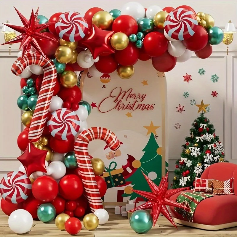 Juego de arco de corona de globos navideños de 112 piezas con bastones ...