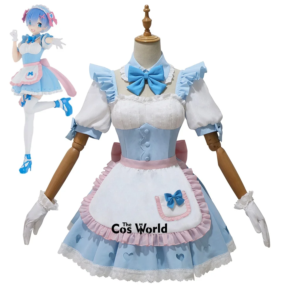 Re:Zero Ram Rem Cute Maid Apron Dress Uniform Anime Cosplay Costume ...