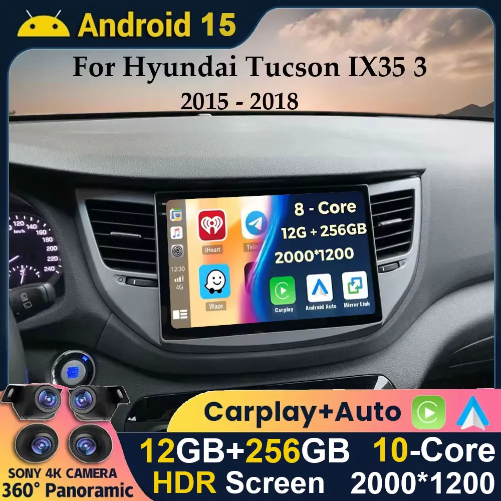 Android 15 Carplay Auto Car Radio For Hyundai Tucson IX35 3 2015 2016 ...