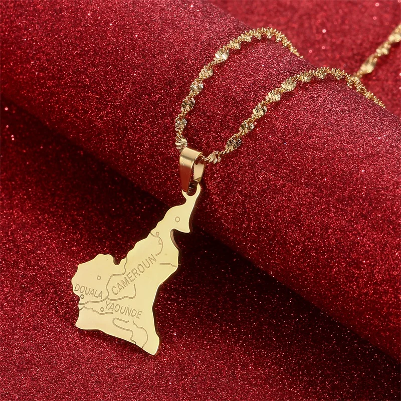 Cameroon-Necklace-Gold-Color-Jewelry-Cameroon-Map-Cameroun-Country-Maps ...