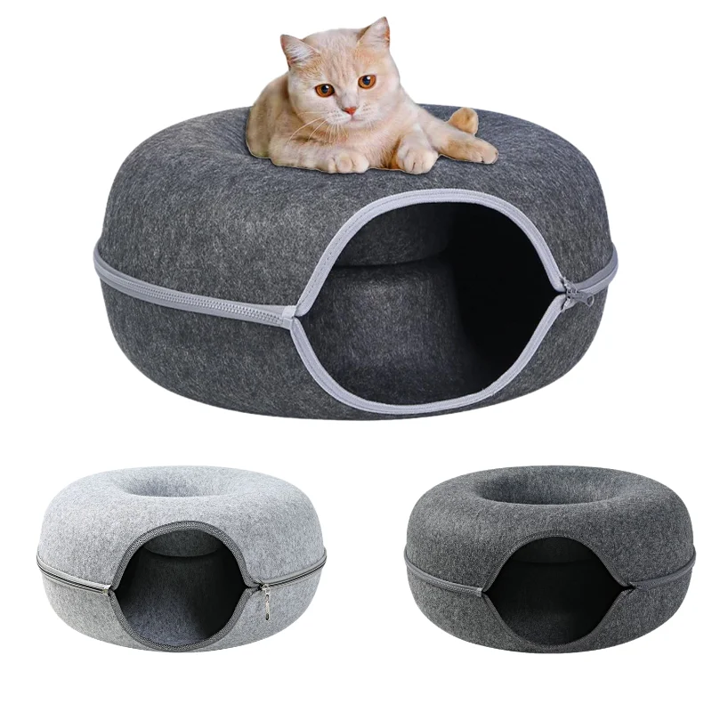 Donut Cat Bed Pet Cat Tunnel Interactive Game Toy Cat Bed Dual use ...