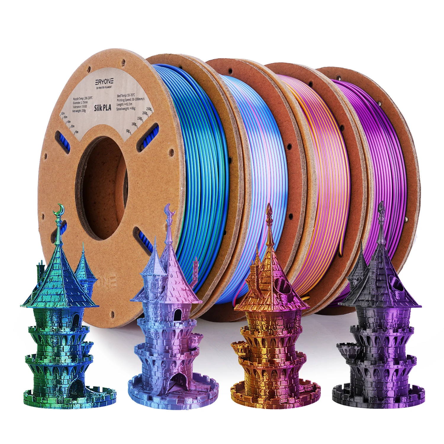 ERYONE-Dual Colors Silk PLA Filamento para Impressora 3D FDM, 1,75mm ± ...