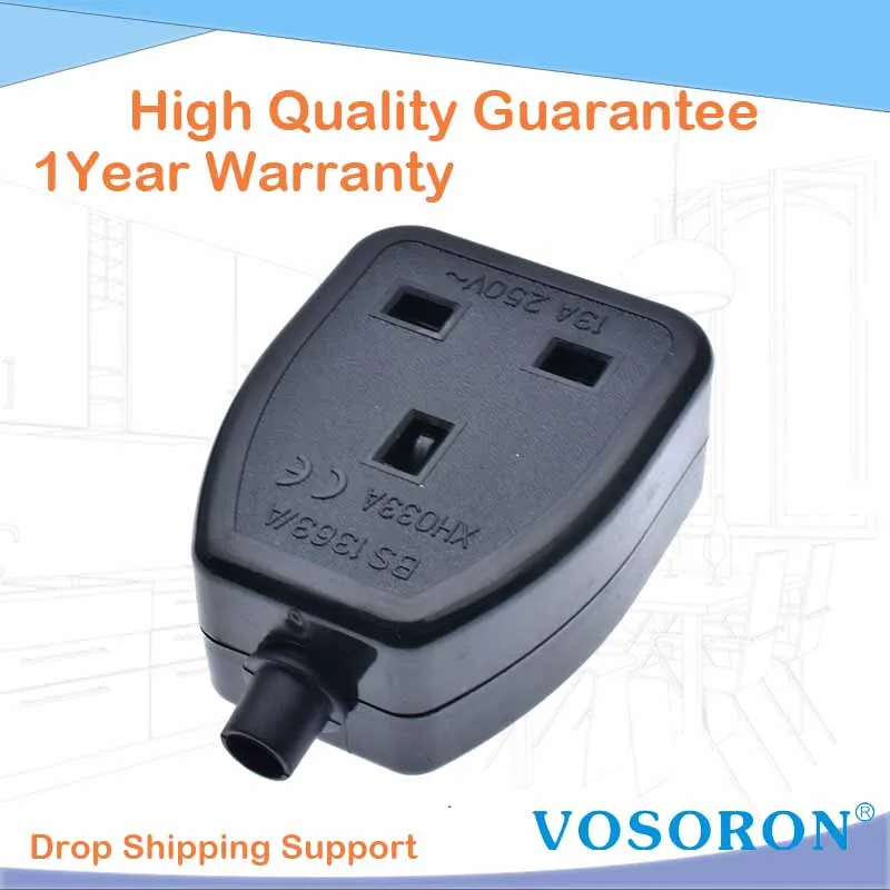 13a 250v Uk British Standard Female Socket Power Adaptor Detachable ...