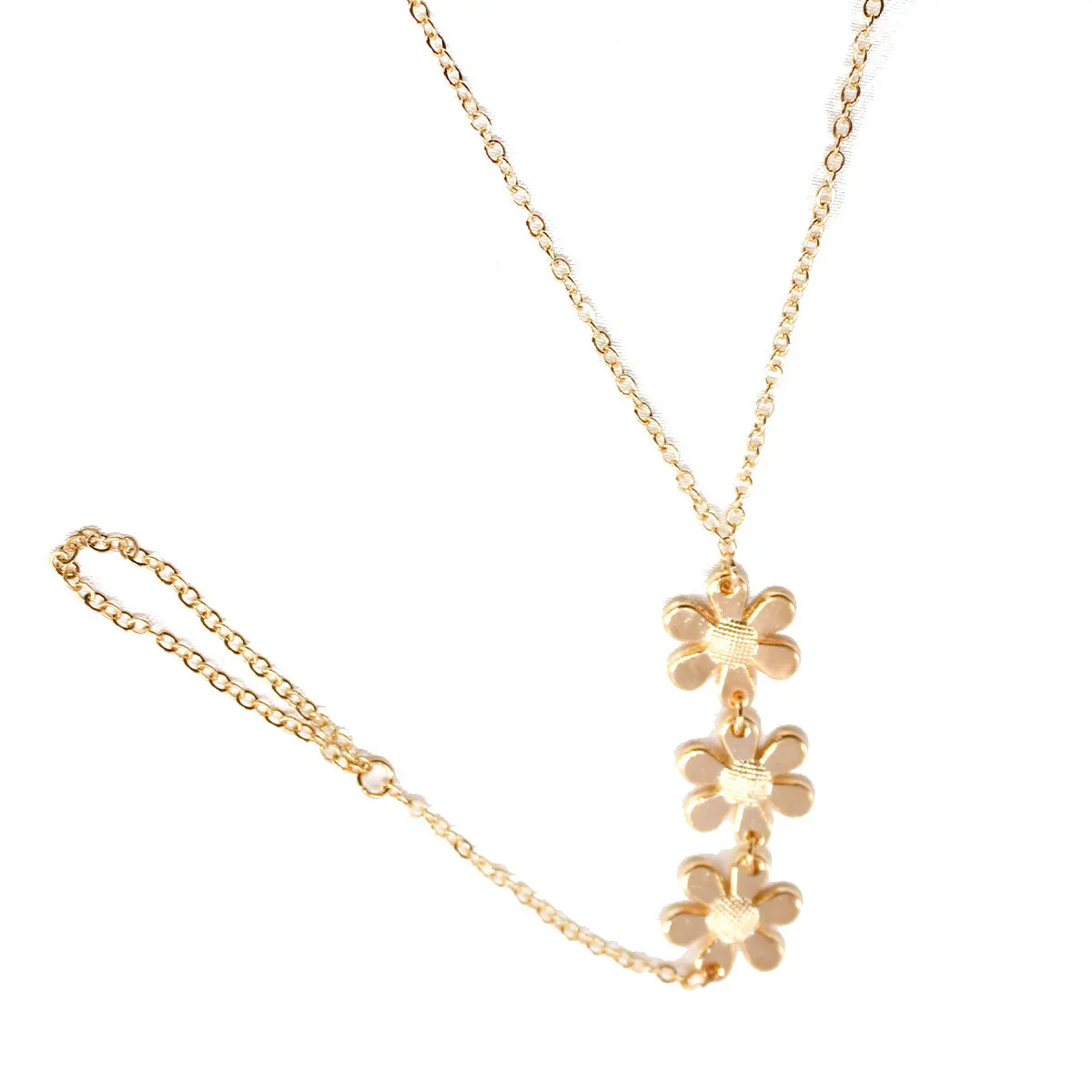 Простой браслет-цепочка с подвеской в виде цветка, соединяемое звеньем ...