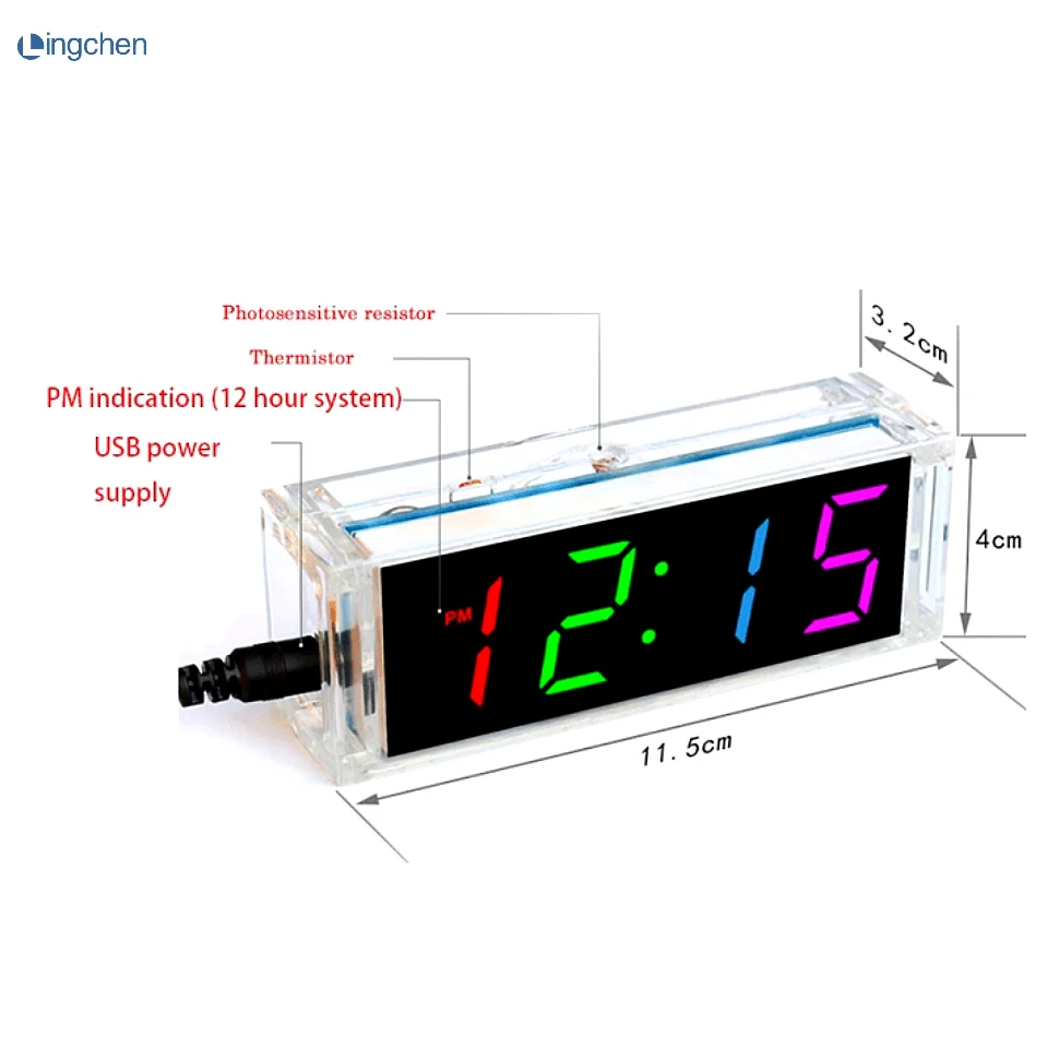 diy-electronic-clock-kit-4-digital-tube-multicolor-LED-time-week ...