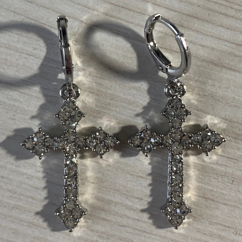 Korean-Zircon-Crystal-Cross-Earrings-Women-Drop-Earrings-for-Gothic ...