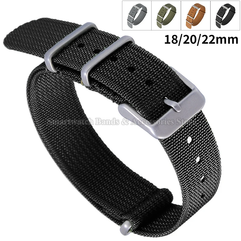 Nylon Universal Watch Straps 18mm 20mm 22mm for Men Women Braid Striped ...