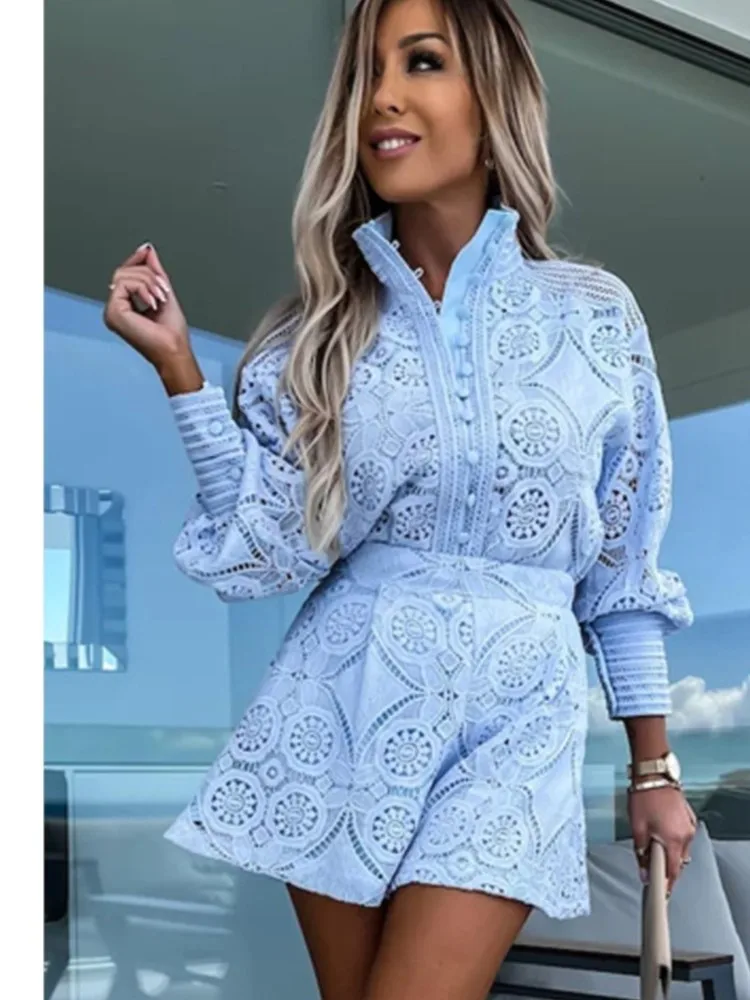 Fashion-White-Lace-Women-Shorts-Sets-Women-s-Elegant-Vintage-Casual ...