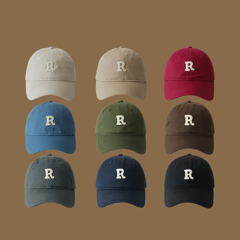 Cotton-Baseball-Cap-Men-s-And-Women-s-Fashion-Letter-R-Hat-Small-Face ...