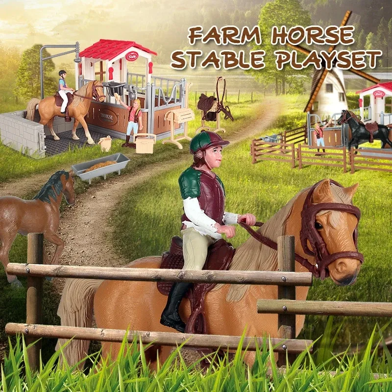 Farm-Stable-House-Model-Action-Figures-Emulational-Horseman-Horse ...