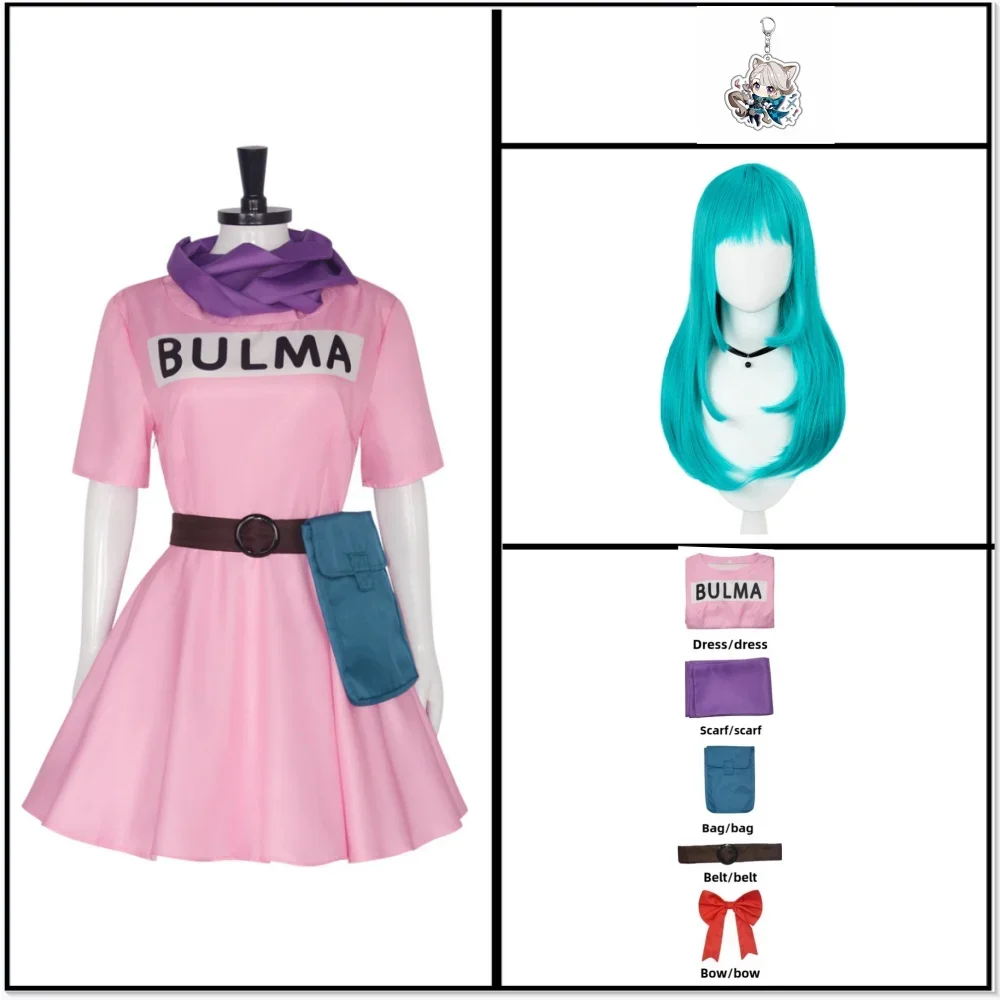 Disfraz de Bulma de Anime para cosplay, vestido rosa, uniforme Kawaii ...