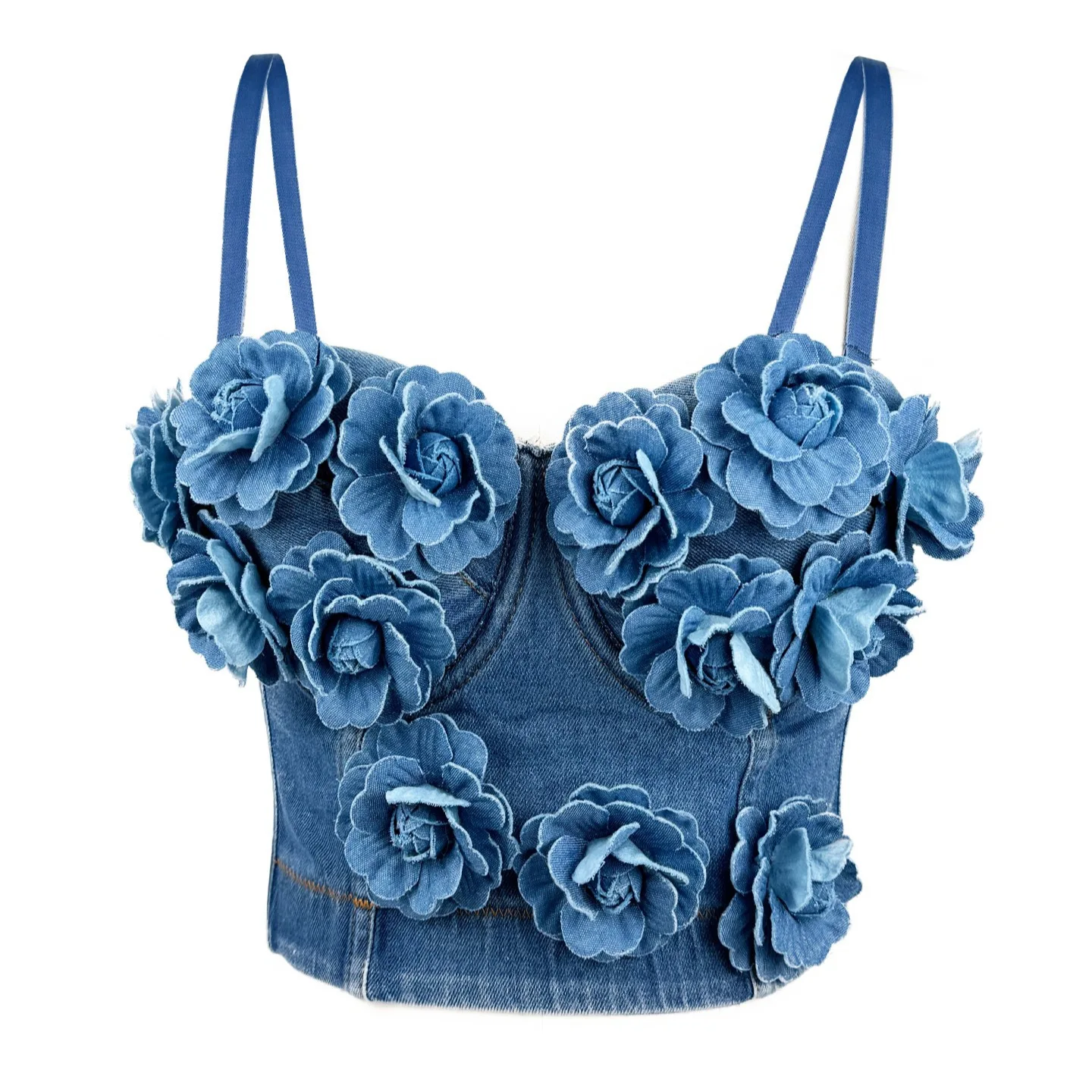 Women Denim Camisole Tops High End Fashion Jeans Appliques Bustier ...