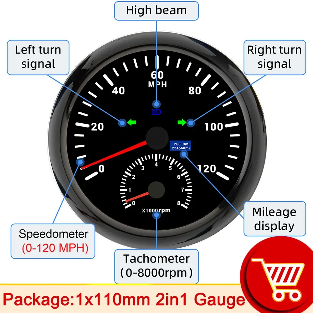 Gps Speedometer Mph Speed Gauge Speedometer Fuel 110mm 3 In 1 ...