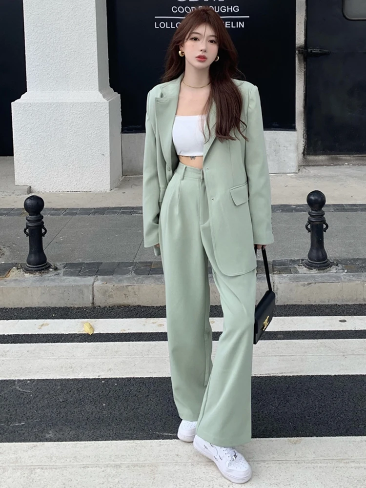 New Professional Two Piece Suits Women Korean Fashion Loose Long Sleeve