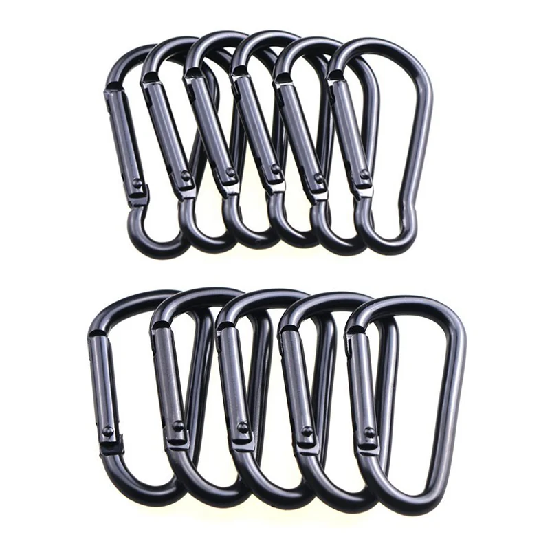 5Pcs-Black-Carabiner-Clips-for-Mountaineering-D-Shaped-Buckle-Aluminum ...
