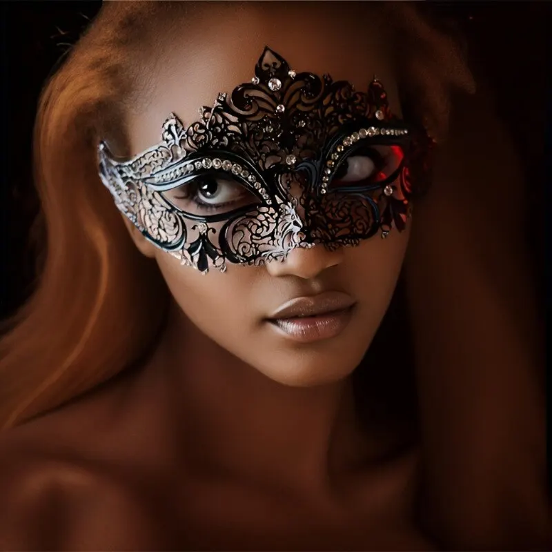 Rhinestone Metal Masquerade Mask Women Venetian Mask Venetian Party ...