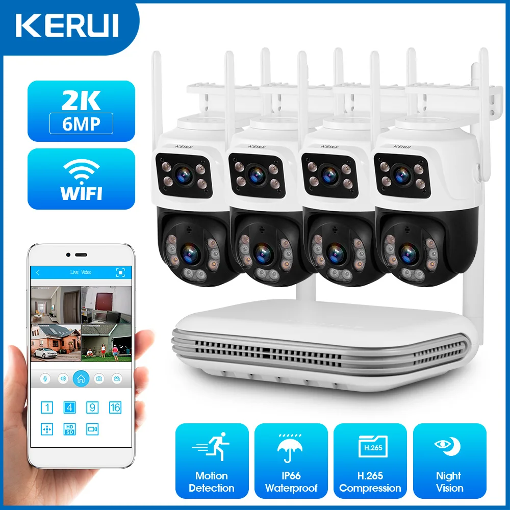 KERUI-6MP-HD-IP-monito-Security-Protection-Wireless-PTZ-Wifi-Video-Surveillance-monitor-8CH-NVR ...
