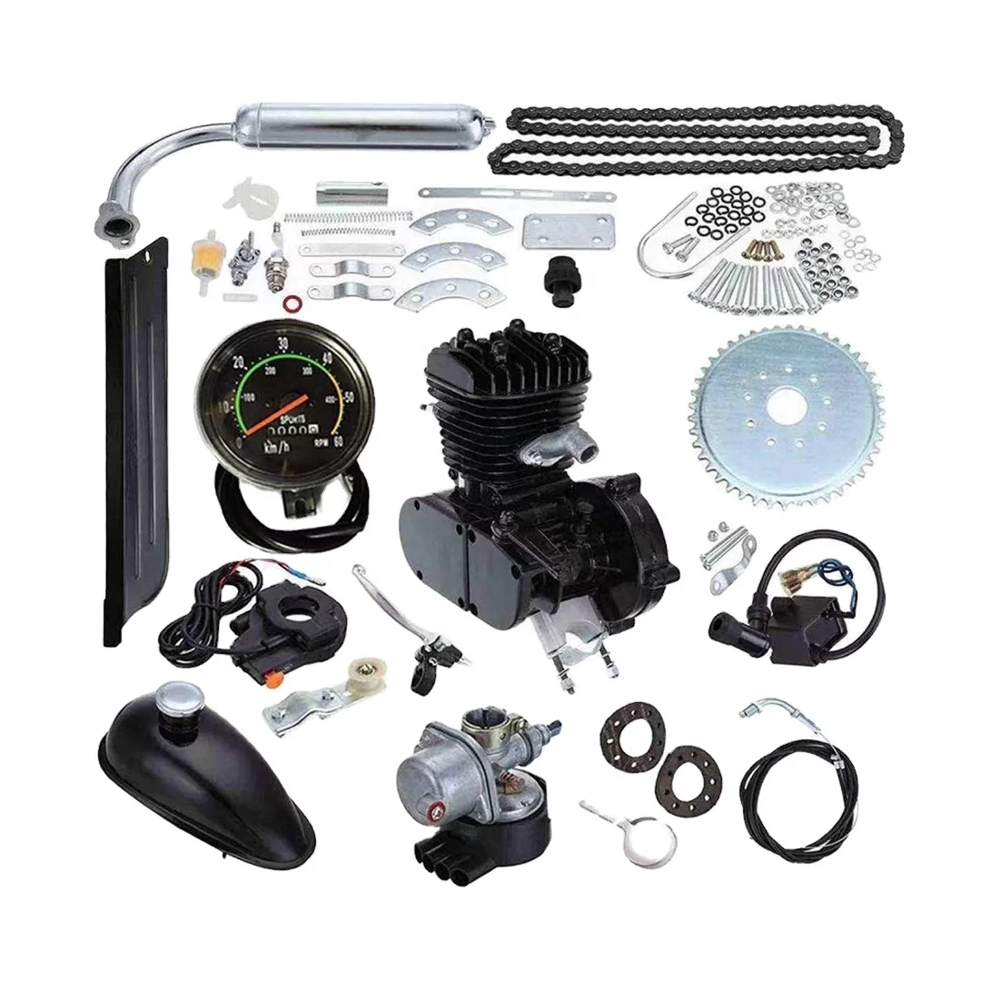 80cc Bicycle Motor Kit 48cc 2 Stroke Bicycle Engine Kit Single Cylinder ...