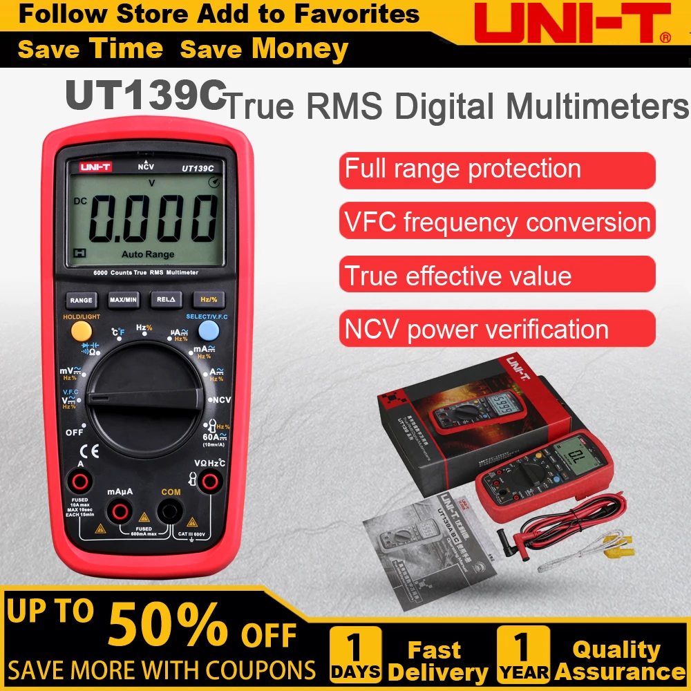 UNI-T-UT139C-UNIT-Digital-Multimeter-Auto-Range-True-RMS-Meter ...