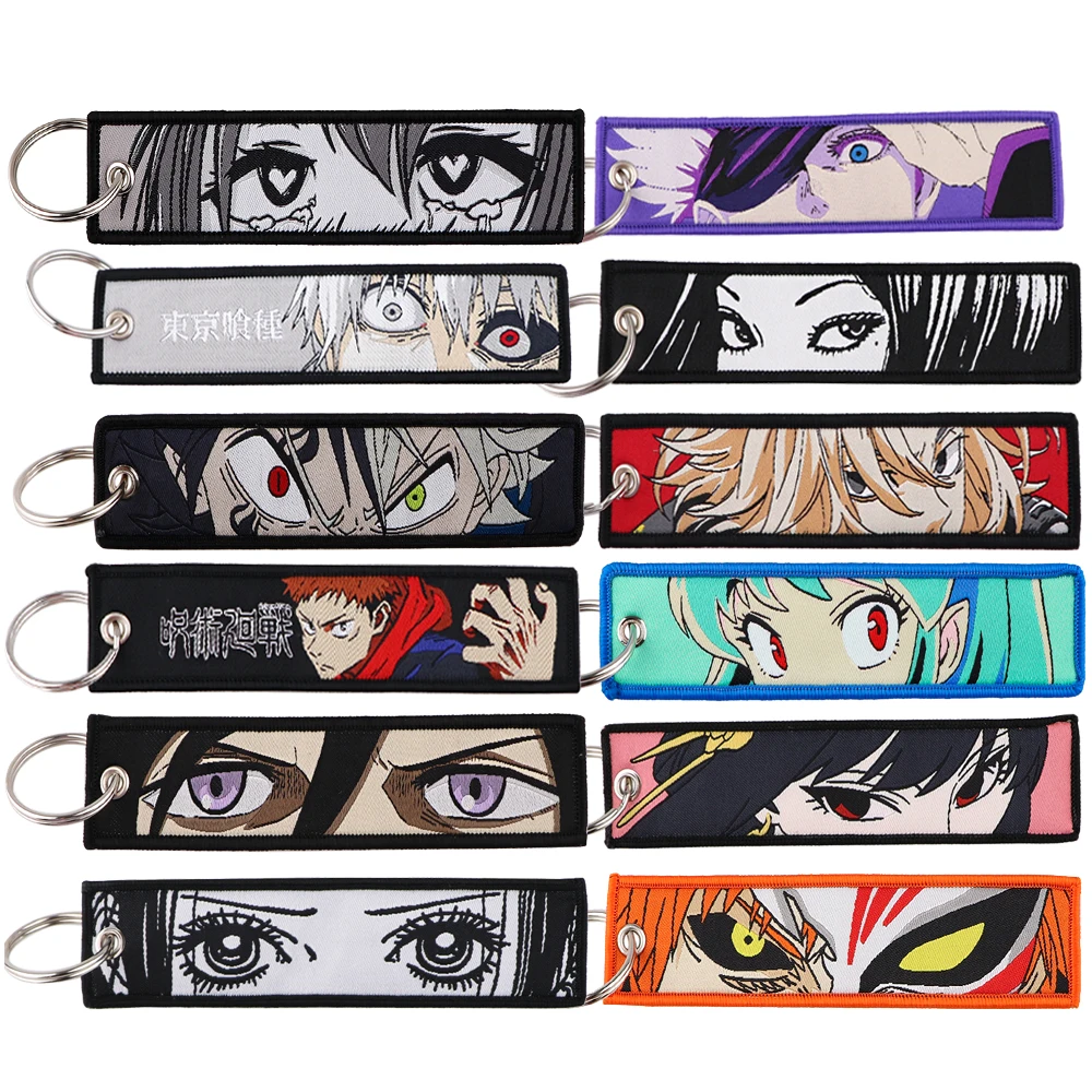Japanese Anime Embroidery Chaim Keychain for Motorcycles Key Fobs ...
