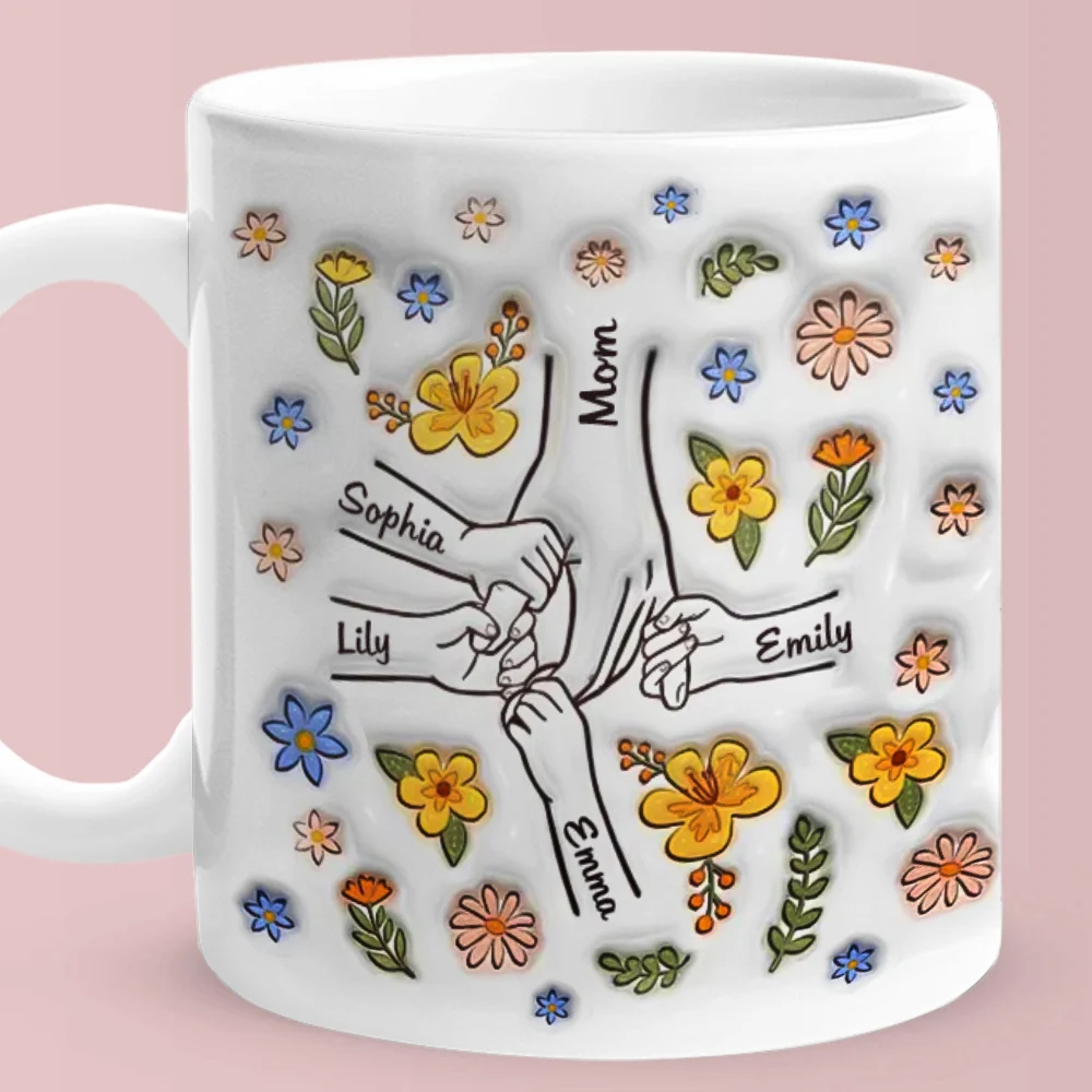 Custom Name Mug Cup Coffee For Mother,Custom Inflated Flat 3D effect ...