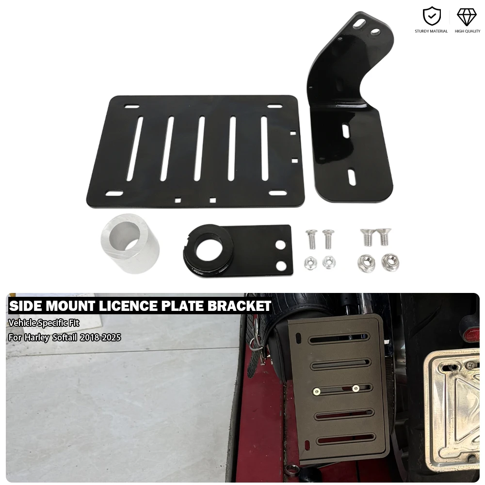 Side Mount Licence Plate Bracket Relocation Kit Fit For Harley Softail ...