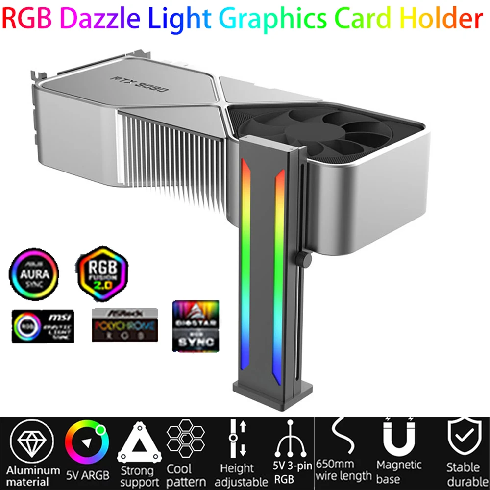 RGB-Magnetic-CPU-Cooling-Fan-Support-Holder-5V-3PIN-RGB-AURA-SYNC-GPU ...