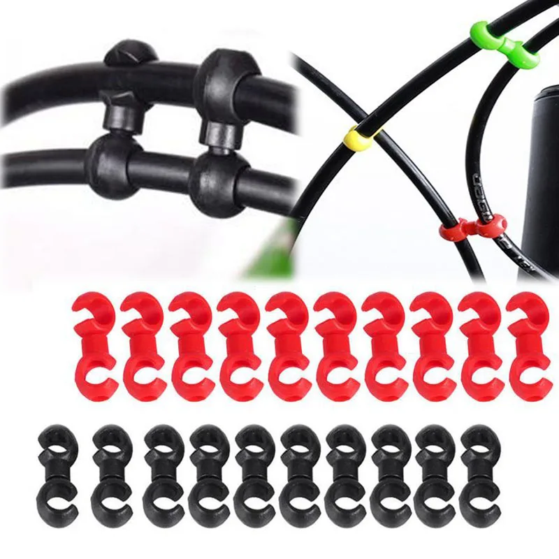 10pcs 자전거 브레이크 케이블 S 버클 산악 도로 자전거 브레이크 변속기 시프트 클립 브레이크 케이블 하우징 라인 프로텍터