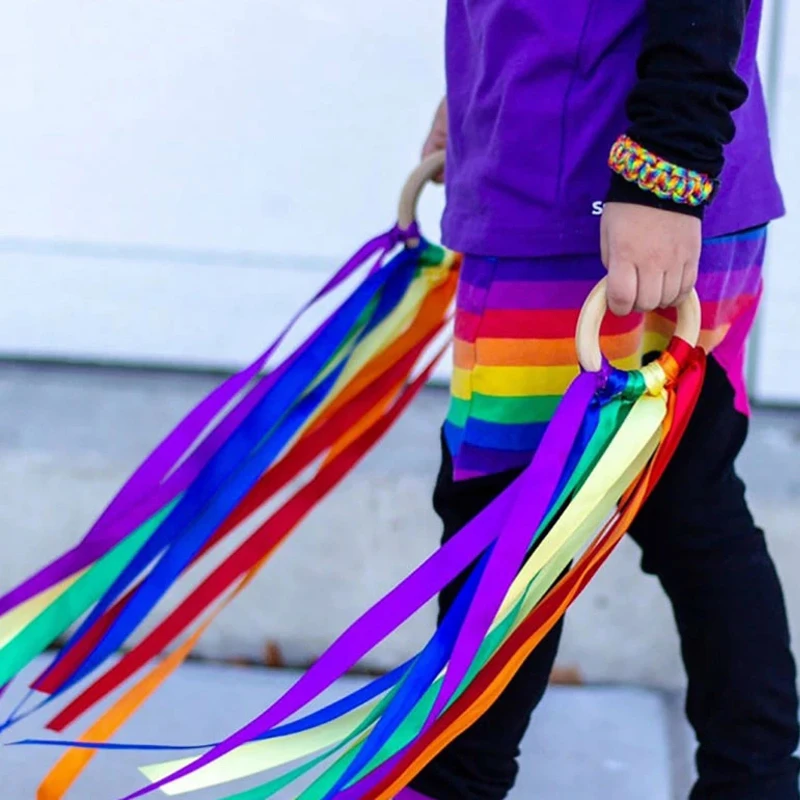 Rainbow Dance Ribbon Montessori Sensory Toys Kids Party Games For ...
