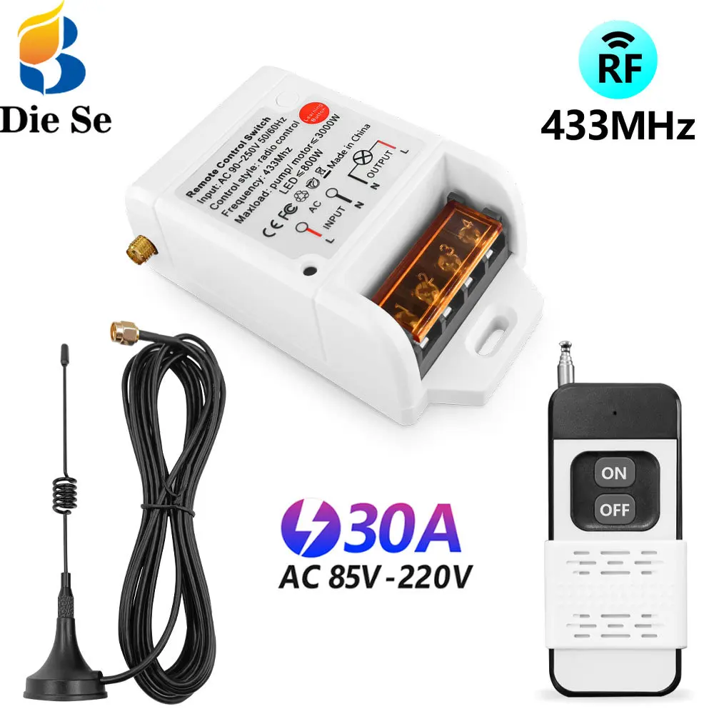 433Mhz-Rf-Remote-Control-Switch-30A-High-Power-AC-110V-220V-Relay ...