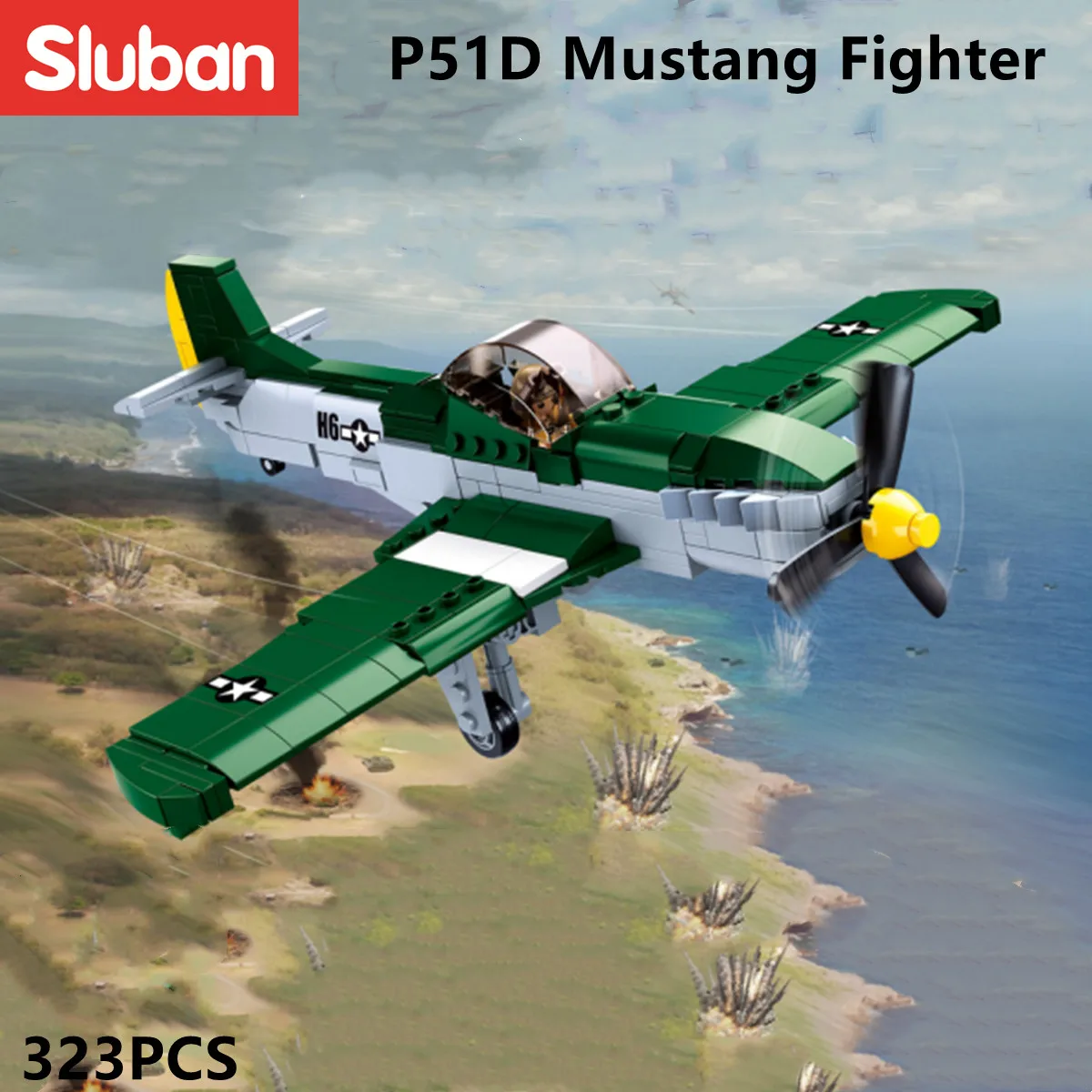 Sluban Building Block Toys Ww2 Army P51-d Fighter 323pcs Bricks B0857 ...