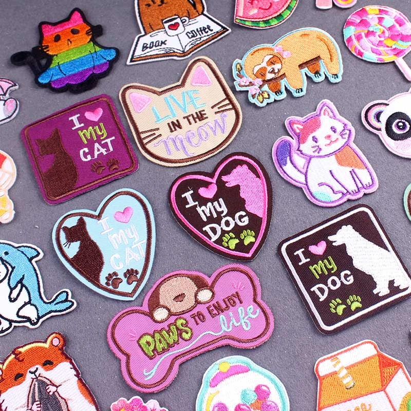 Cute Cat Embroidered Patches For Clothing DIY Cartoon Patch Clothing ...