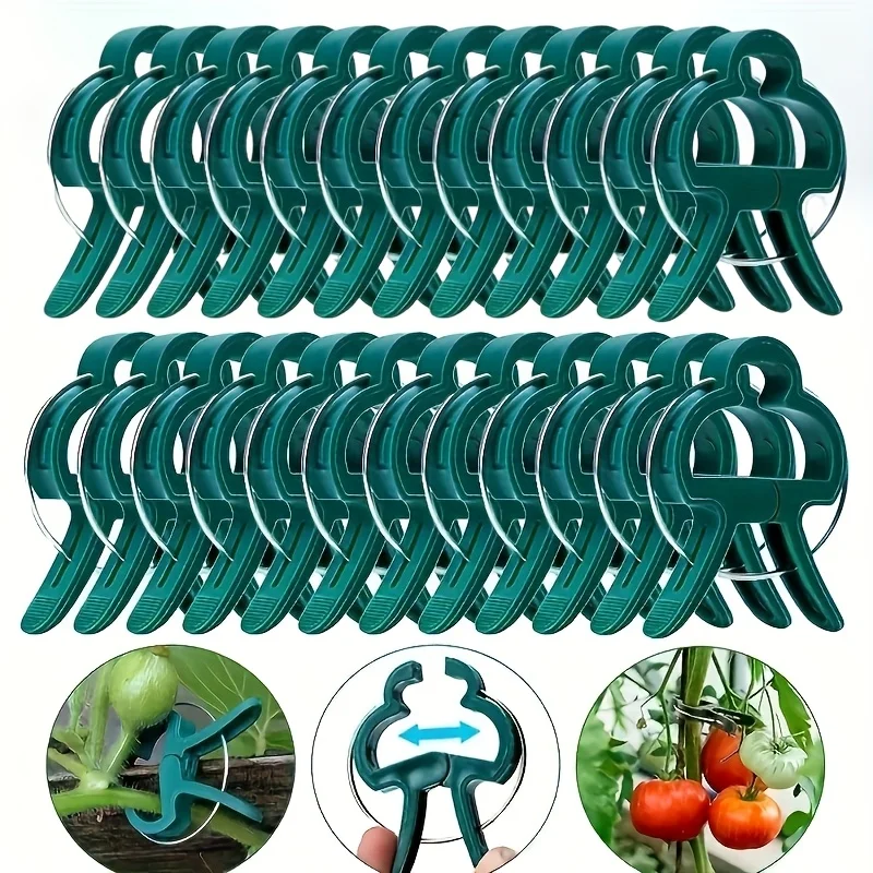 100 Sturdy Plastic Clips Designed for Supporting Garden Plants - Green ...