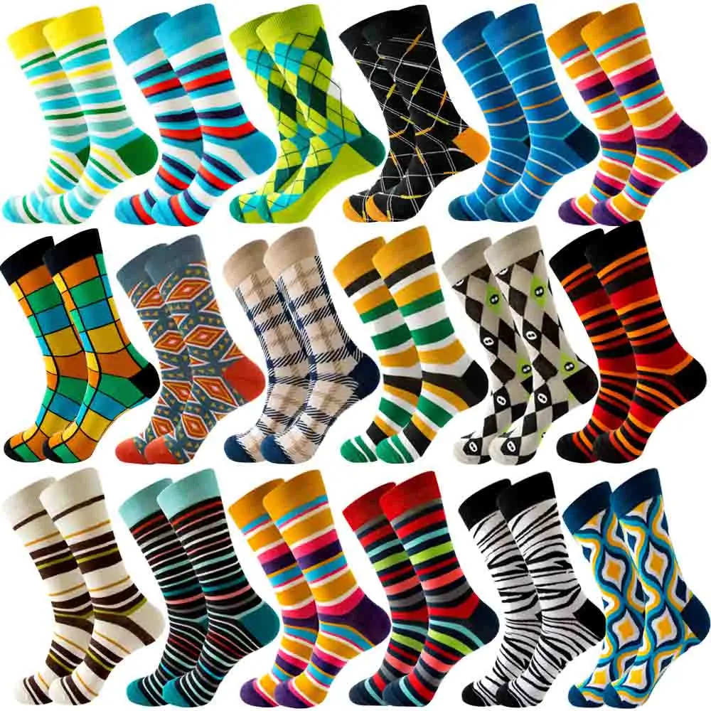 Men-s-Happy-socks-Colorful-striped-women-s-socks-High-quality-checkered ...